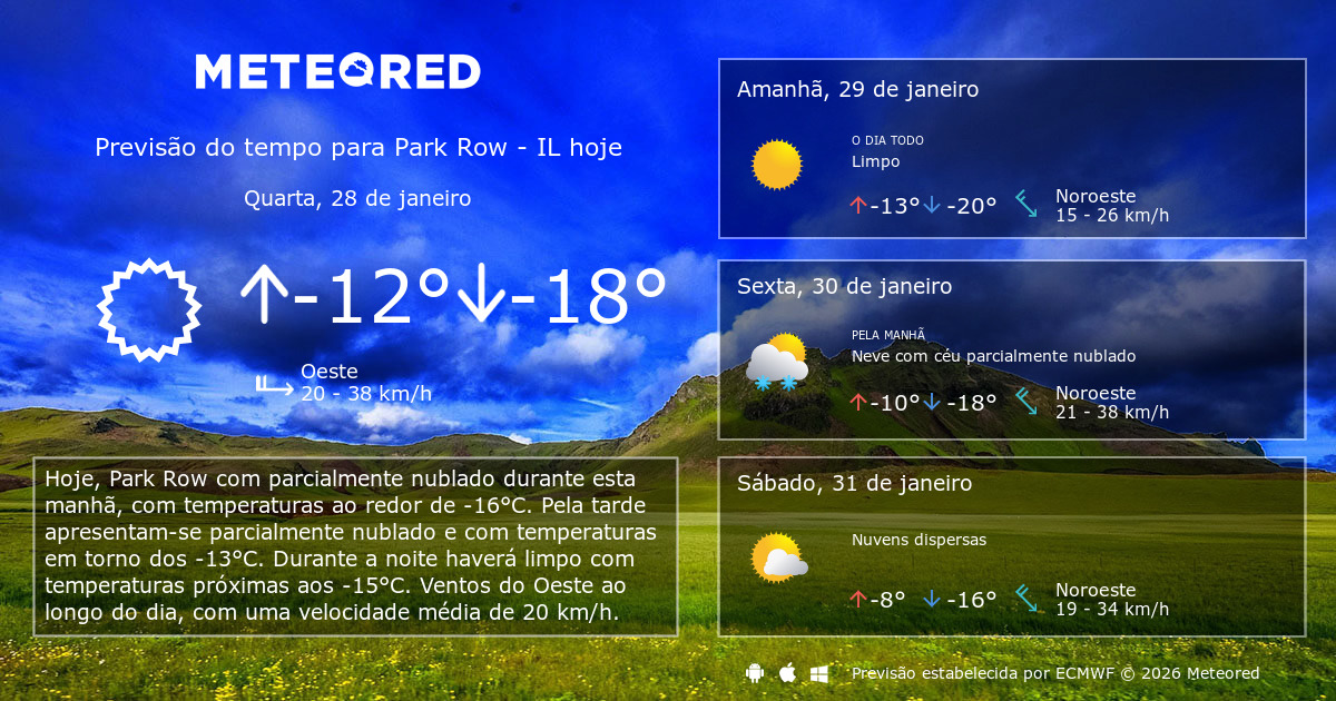 Previsão do tempo Park Row IL. 14 dias - tempo.com | Meteored