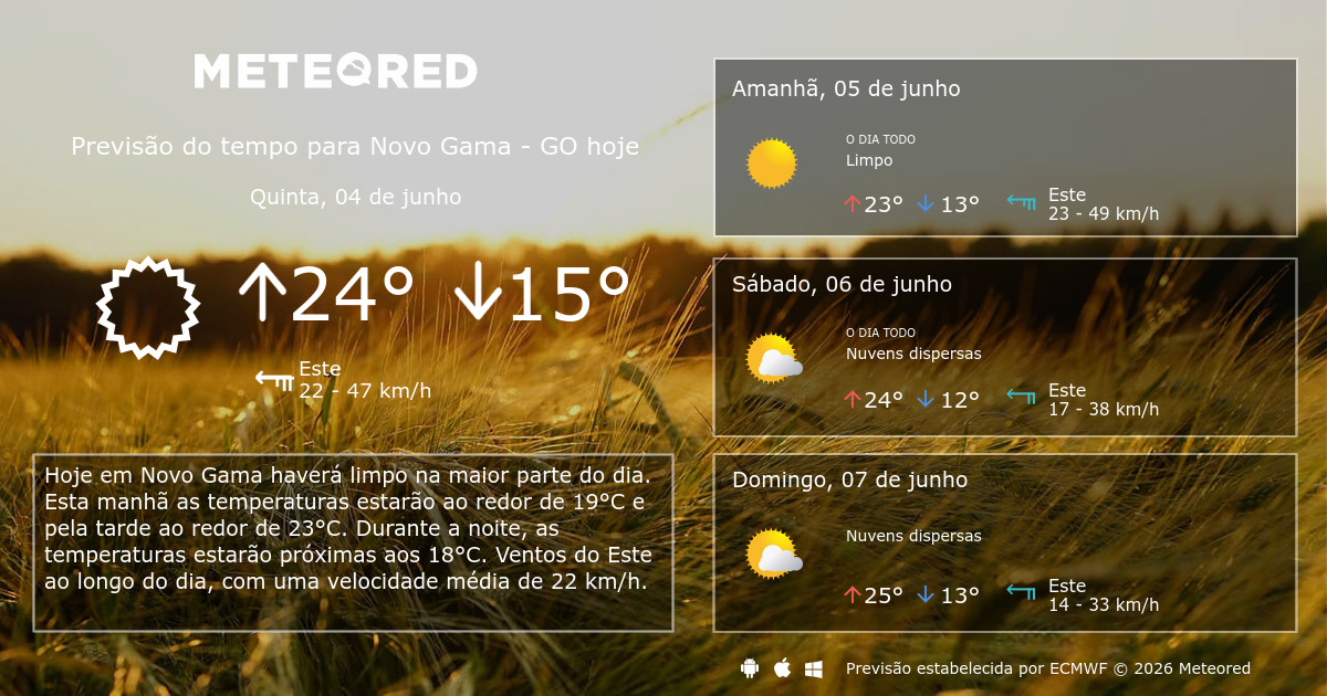 Previsão do tempo Novo Gama GO. 14 dias - Meteored Brasil