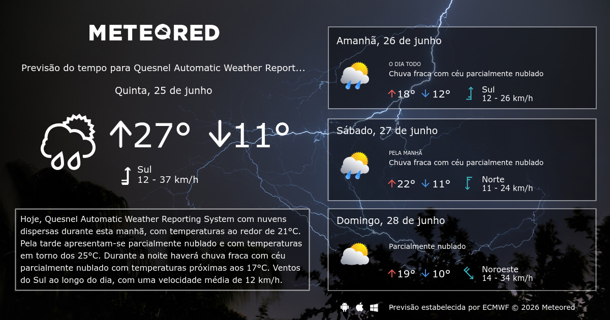 Previsão do tempo Quesnel Automatic Weather Reporting System BC. 14 ...